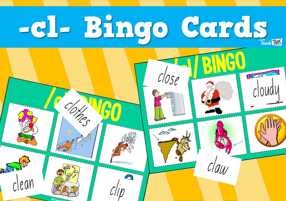 -cl- Bingo Cards :: Teacher Resources and Classroom Games :: Teach This