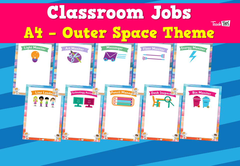 Classroom Jobs A4 - Outer Space Theme :: Teacher Resources and ...