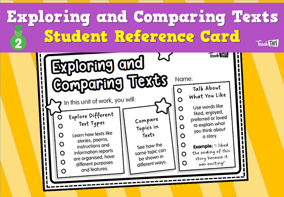 Exploring and Comparing Texts - Student Reference Card :: Teacher ...