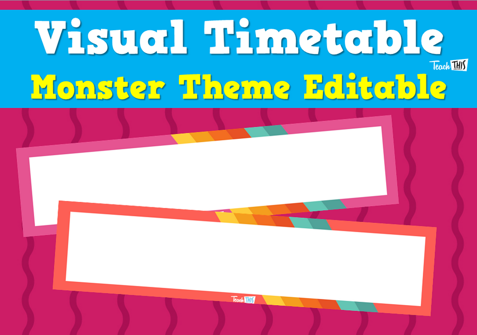 Visual Timetable - Monster Theme Editable :: Teacher Resources and ...