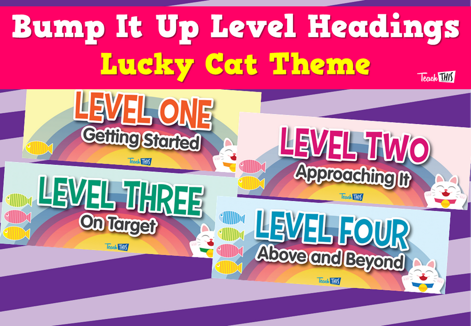 Bump It Up Level Headings - Lucky Cat Theme :: Teacher Resources and ...
