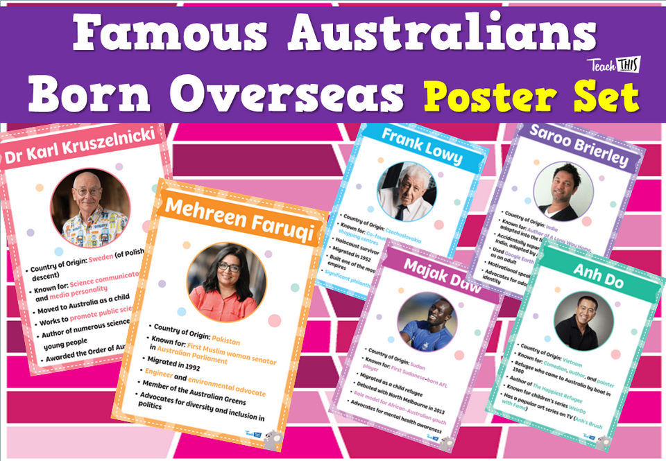 Famous Australians Born Overseas - Poster Set :: Teacher Resources and ...
