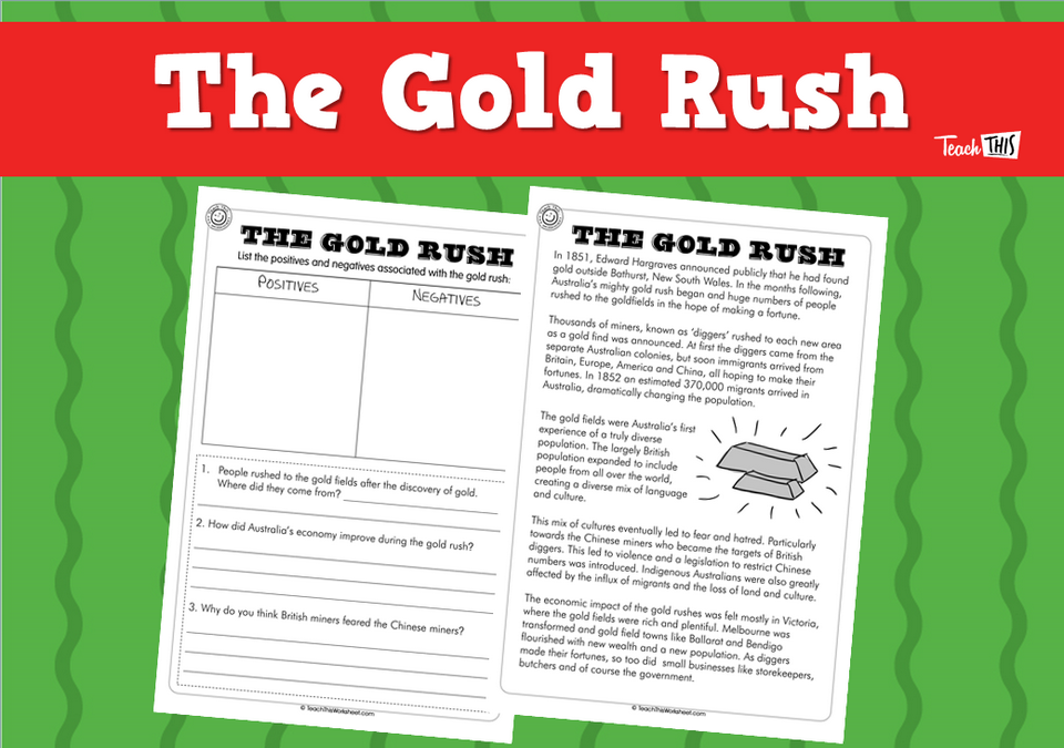 The Gold Rush (2pg) :: Teacher Resources and Classroom Games :: Teach This