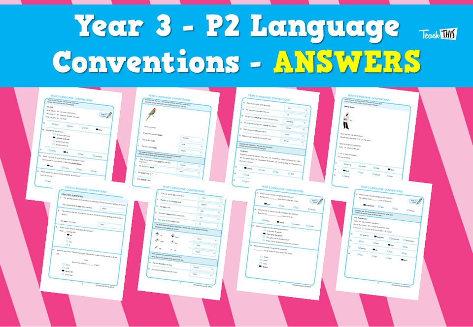 Year 3 P2 Language Conventions ANSWERS Teacher Resources And 