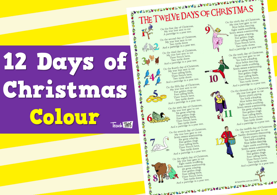12 Days of Christmas - colour :: Teacher Resources and Classroom Games ...