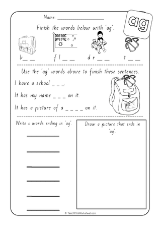 Word Families - ag - VIC Print :: Teacher Resources and Classroom Games ...