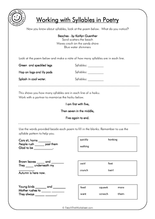 Working with Syllables in Poetry :: Teacher Resources and Classroom ...