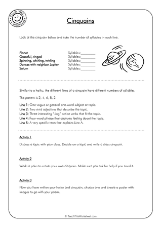 Cinquains :: Teacher Resources and Classroom Games :: Teach This