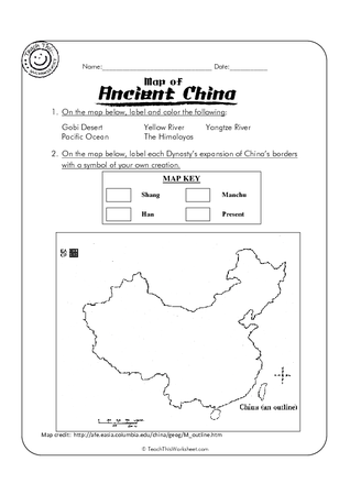 Ancient China Map Worksheet Ancient China Map Activity (Print And