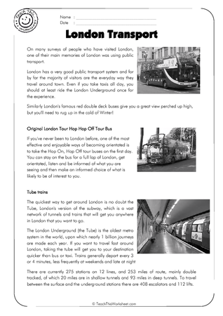 London Transport :: Teacher Resources and Classroom Games :: Teach This