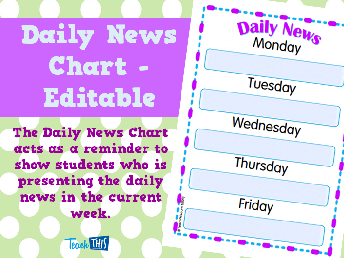 Daily News Chart - Editable :: Teacher Resources and Classroom Games ...