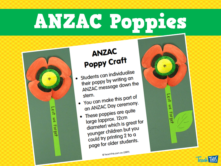 ANZAC Poppies :: Teacher Resources and Classroom Games :: Teach This