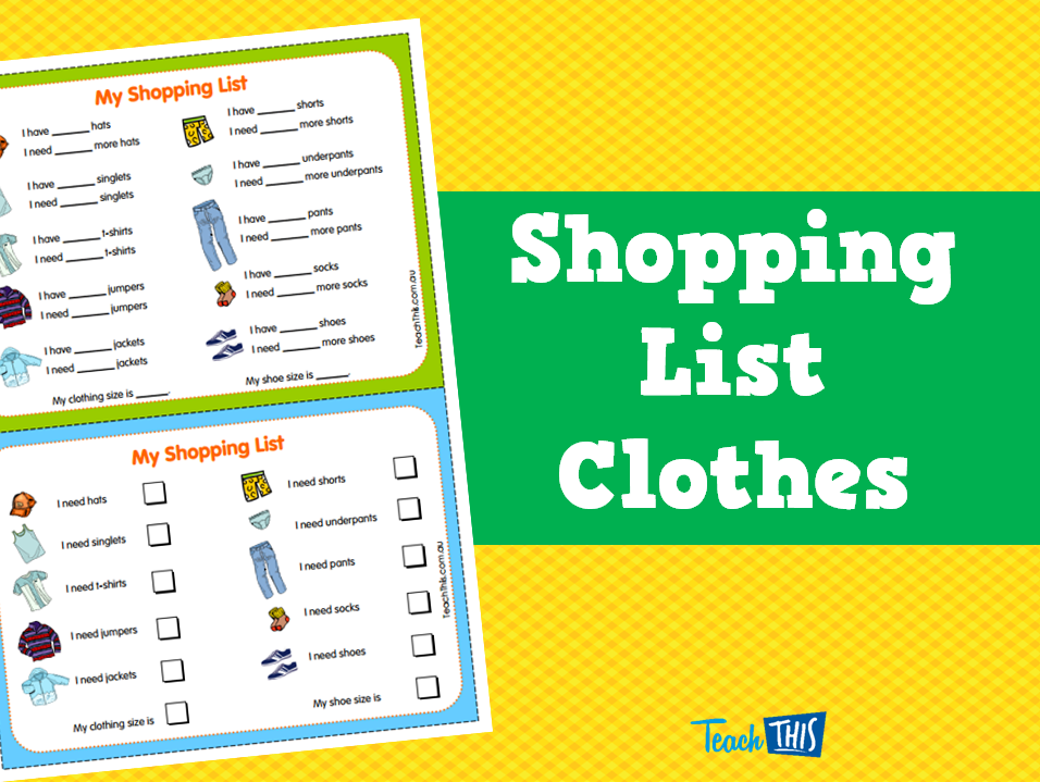 Shopping List Clothes :: Teacher Resources and Classroom Games :: Teach ...