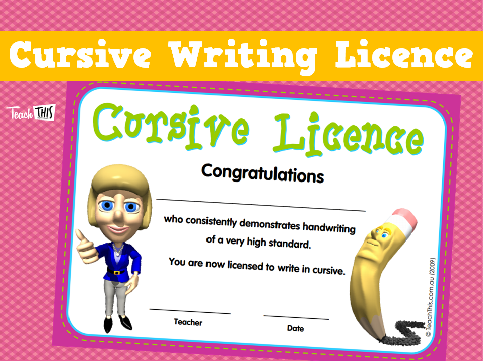Cursive Writing Licence :: Teacher Resources and Classroom Games ...