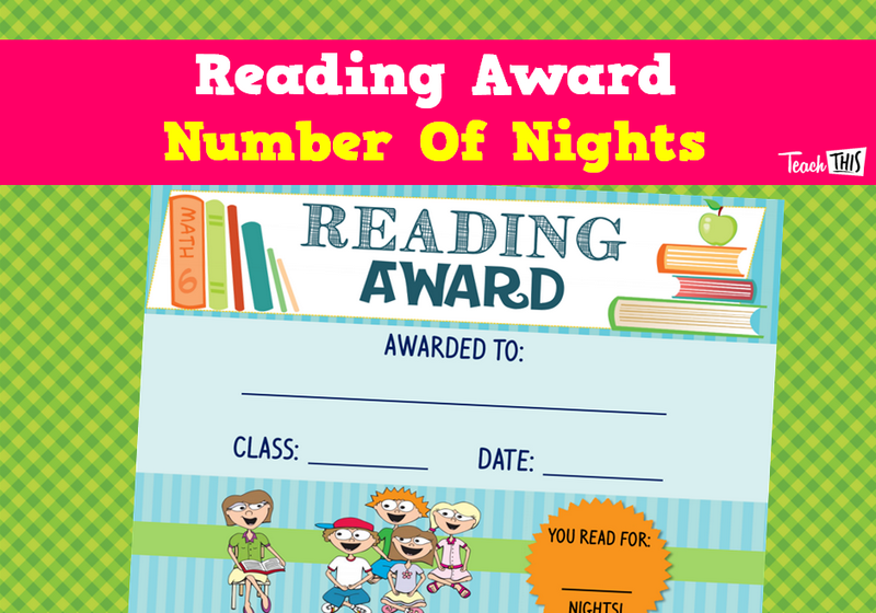Reading Award - Number Of Nights :: Teacher Resources and Classroom ...
