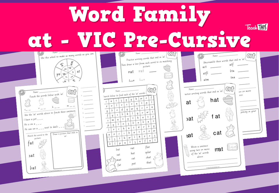 Word Family - at - VIC Pre-Cursive :: Teacher Resources and Classroom ...