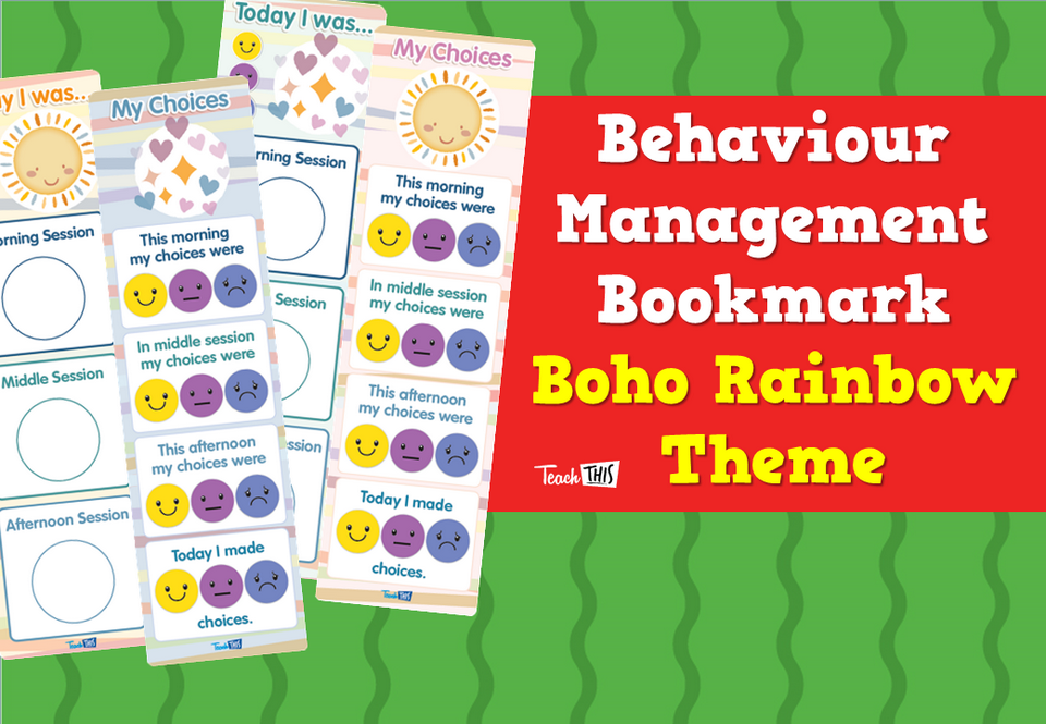Behaviour Management Bookmark - Boho Rainbow Theme :: Teacher Resources ...
