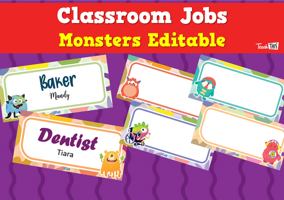 Classroom Job - Monster Editable :: Teacher Resources and Classroom ...