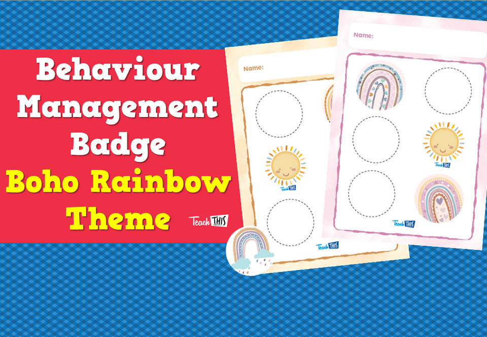 Behaviour Management Badge - Boho Rainbow Theme :: Teacher Resources ...