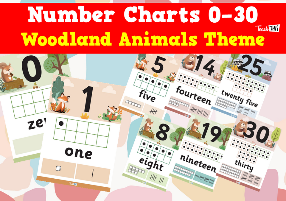 Number Charts 0–30 - Woodland Animals Theme :: Teacher Resources and ...