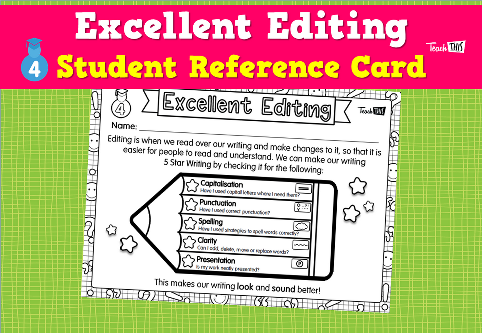 Excellent Editing - Student Reference Card :: Teacher Resources and ...