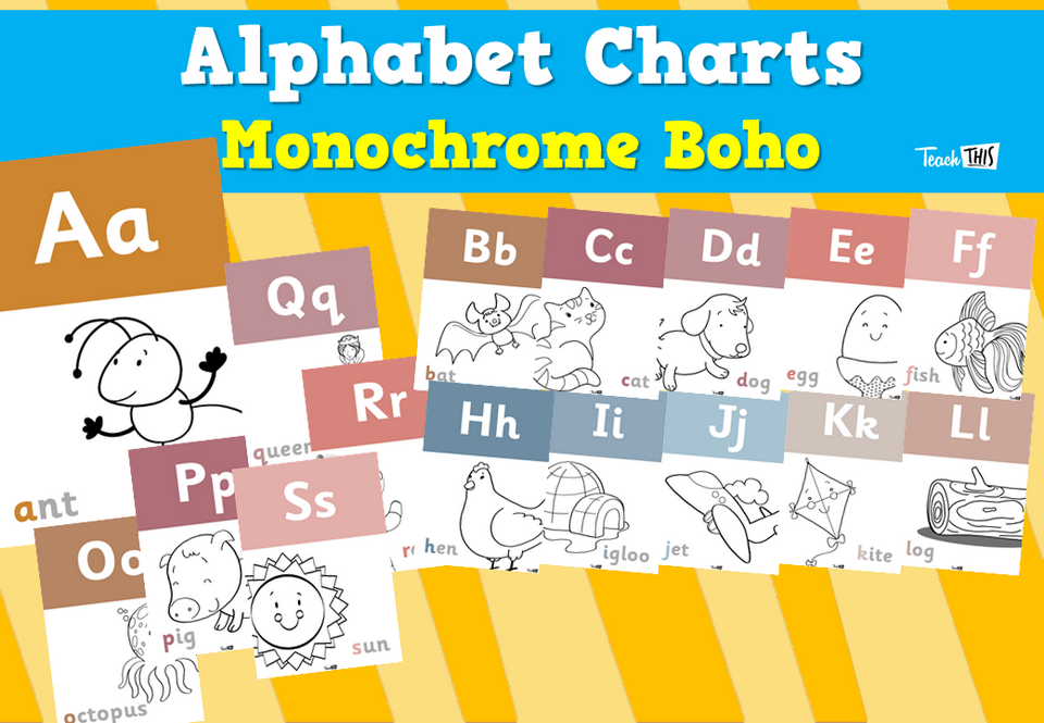 Alphabet Charts - Monochrome Boho :: Teacher Resources and Classroom ...