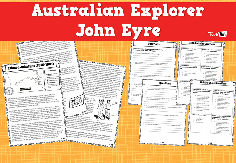 Australian Explorer - John Eyre :: Teacher Resources and Classroom ...
