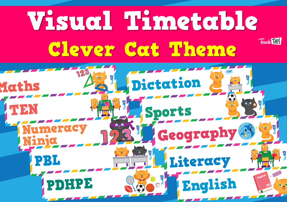 Visual Timetable - Clever Cat Theme :: Teacher Resources and Classroom ...