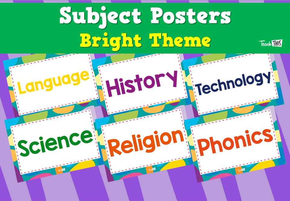 Subject Posters - Bright Theme :: Teacher Resources and Classroom Games ...