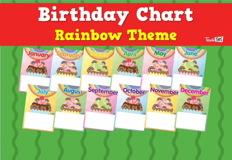 Birthday Chart - Rainbow Theme :: Teacher Resources and Classroom Games ...