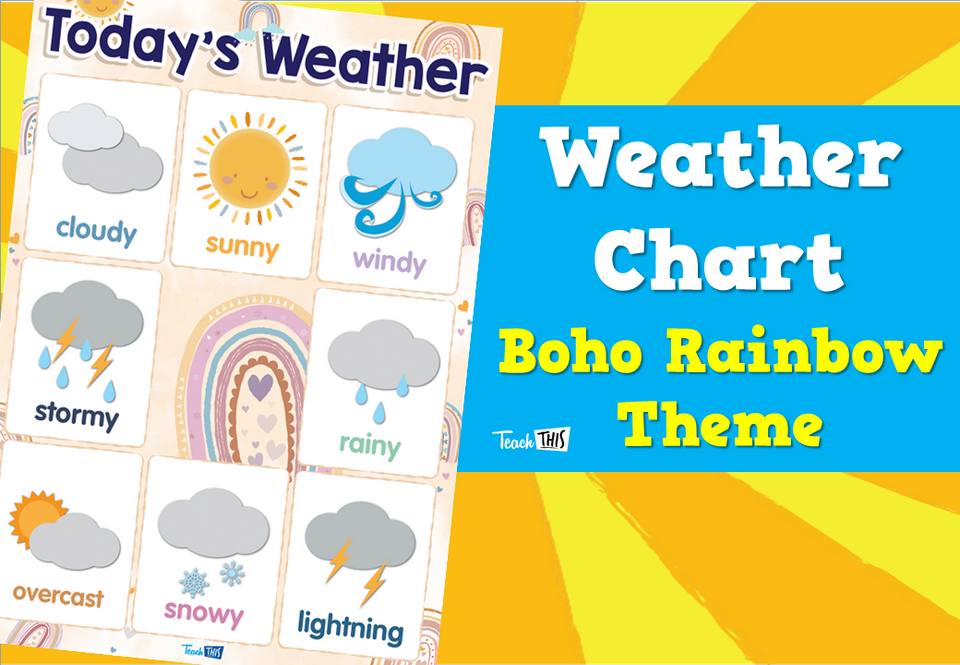 Weather Chart - Boho Rainbow Theme :: Teacher Resources and Classroom ...