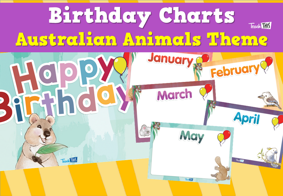 Birthday Chart - Australian Animals Theme :: Teacher Resources and ...