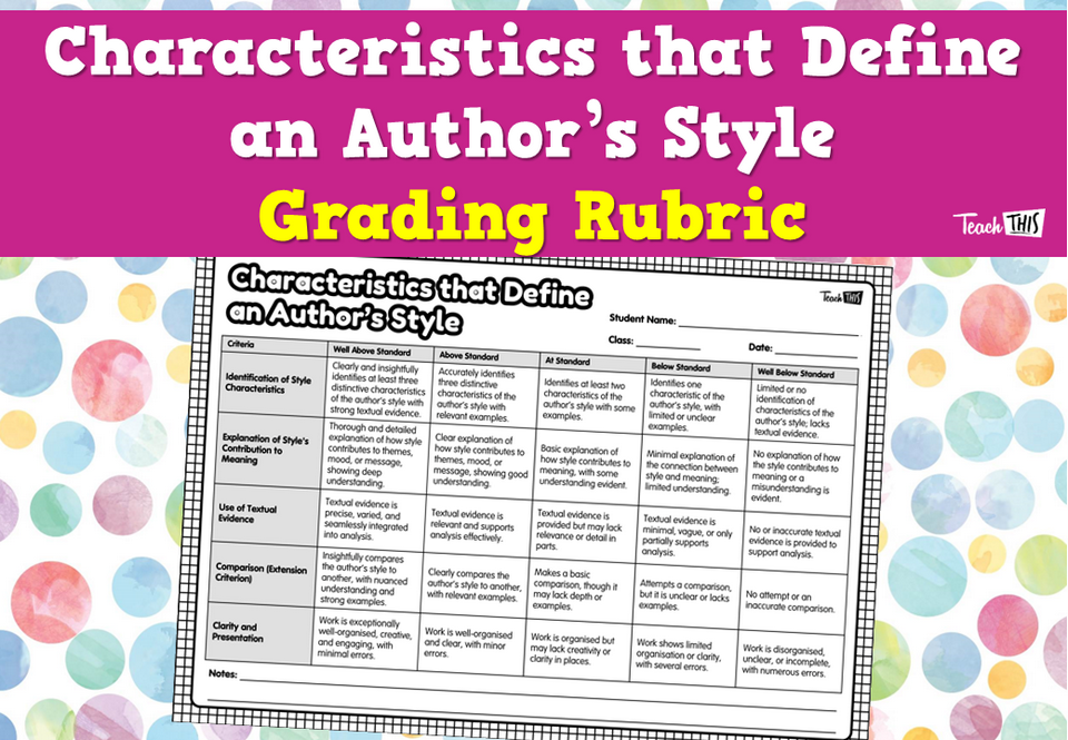 Characteristics that Define an Author’s Style - Grading Rubric ...