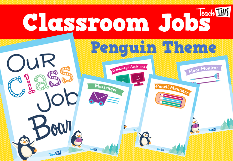 Classroom Jobs A4 - Penguins Theme :: Teacher Resources and Classroom ...