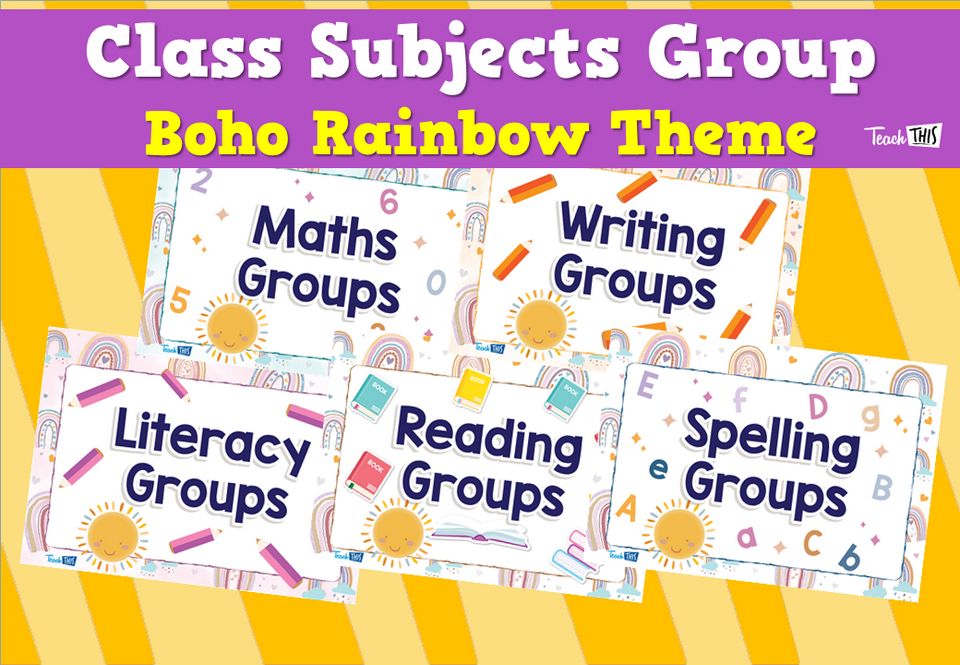 Class Subjects Group - Boho Rainbow Theme :: Teacher Resources and ...