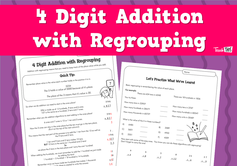 4 Digit Addition with Regrouping :: Teacher Resources and Classroom ...