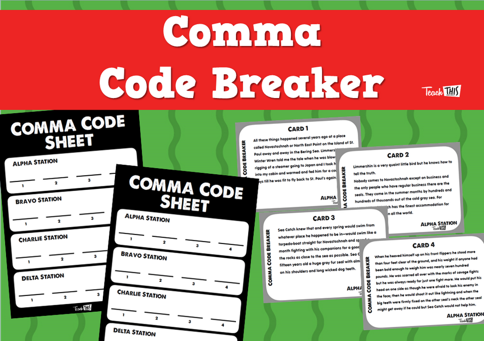 Comma Code Breaker :: Teacher Resources and Classroom Games :: Teach This