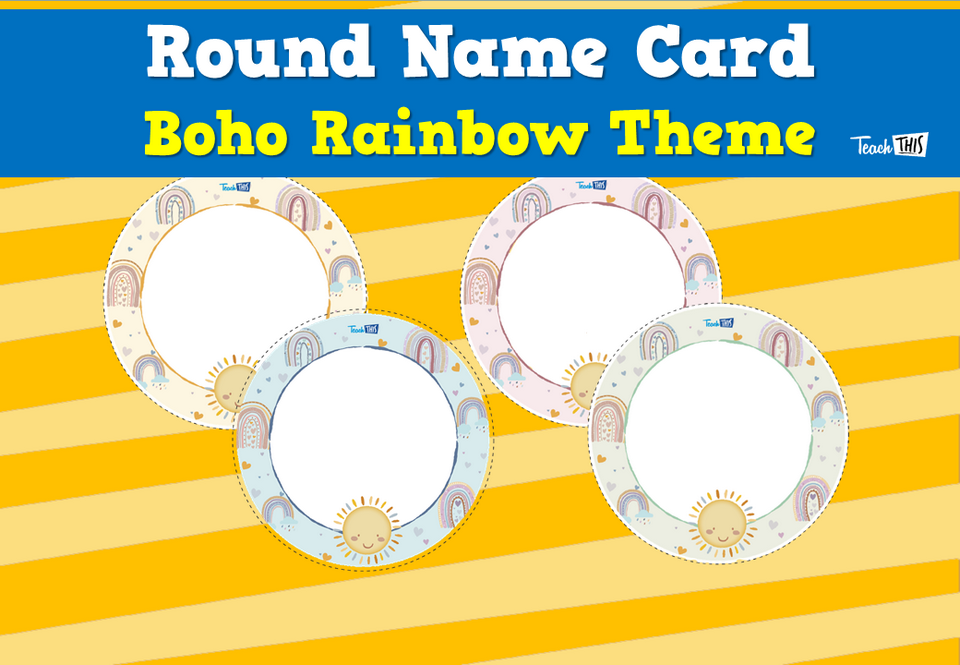 Round Name Card - Boho Rainbow Theme :: Teacher Resources and Classroom ...