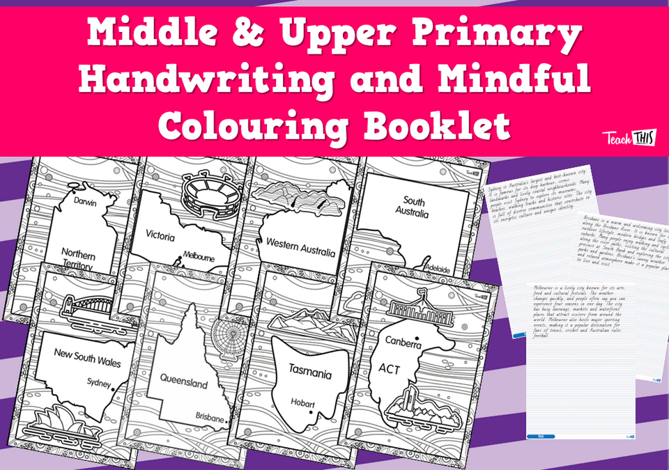 Middle & Upper Primary Handwriting and Mindful Colouring Booklet ...