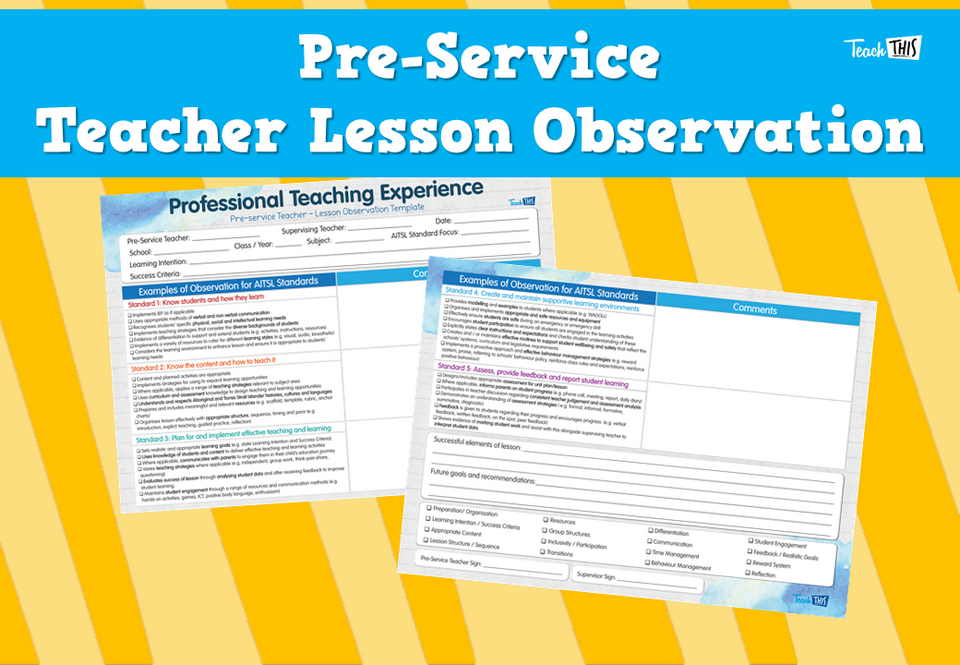 Pre-Service Teacher Lesson Observation :: Teacher Resources and ...