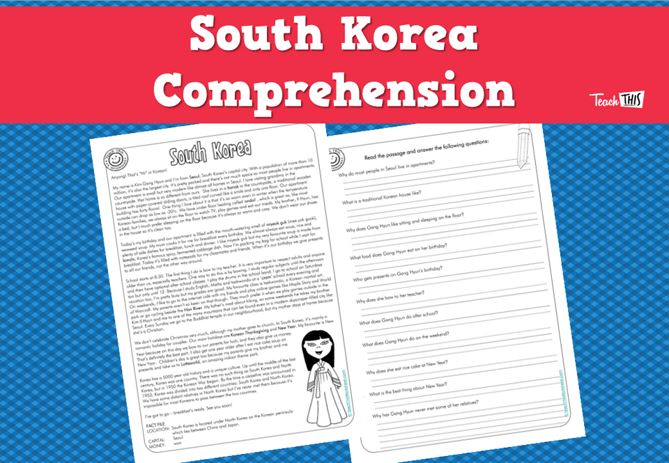 South Korea Comprehension :: Teacher Resources and Classroom Games ...