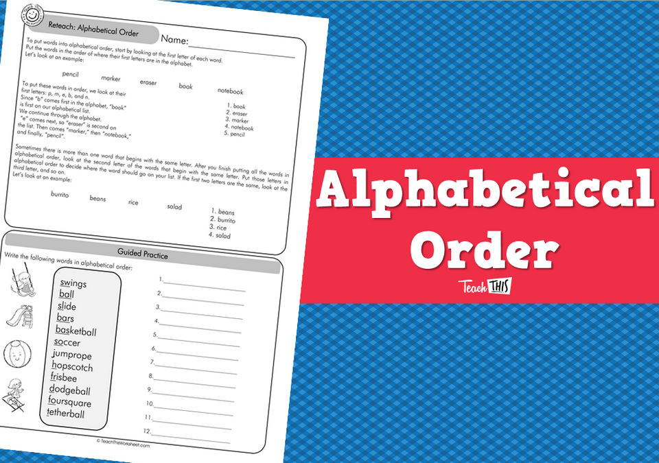 Alphabetical Order (answers incl) 4pg :: Teacher Resources and ...