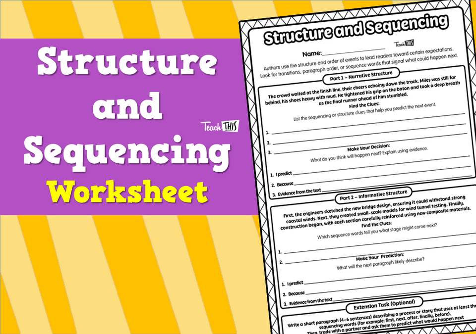 Structure and Sequencing - Worksheet :: Teacher Resources and Classroom Games :: Teach This