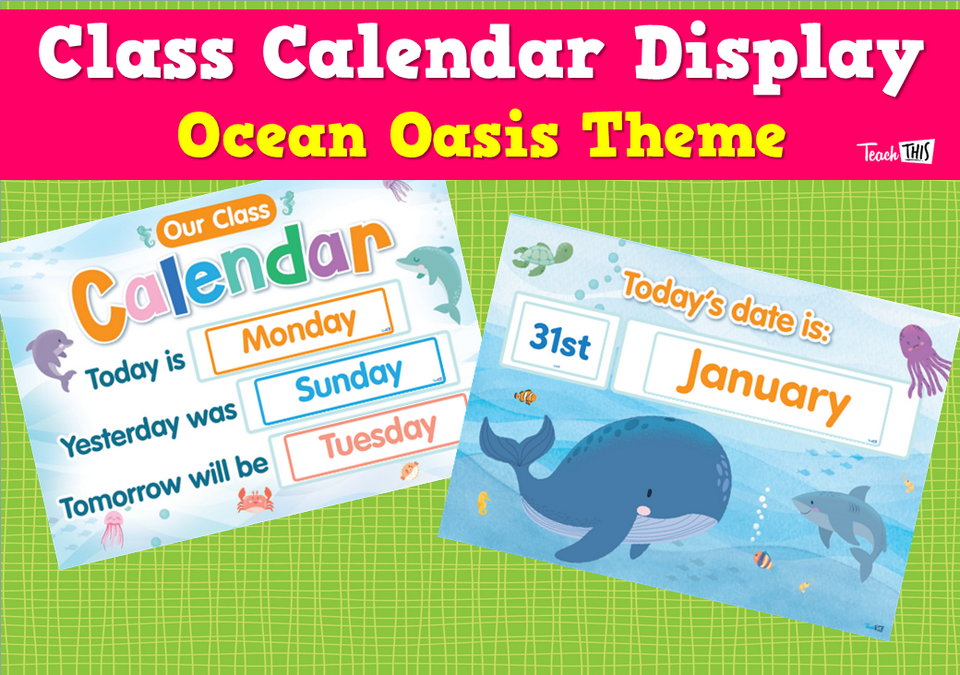 Class Calendar Display - Ocean Oasis :: Teacher Resources and Classroom ...