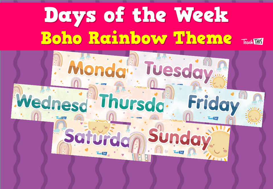 Days of the Week - Boho Rainbow Theme :: Teacher Resources and ...