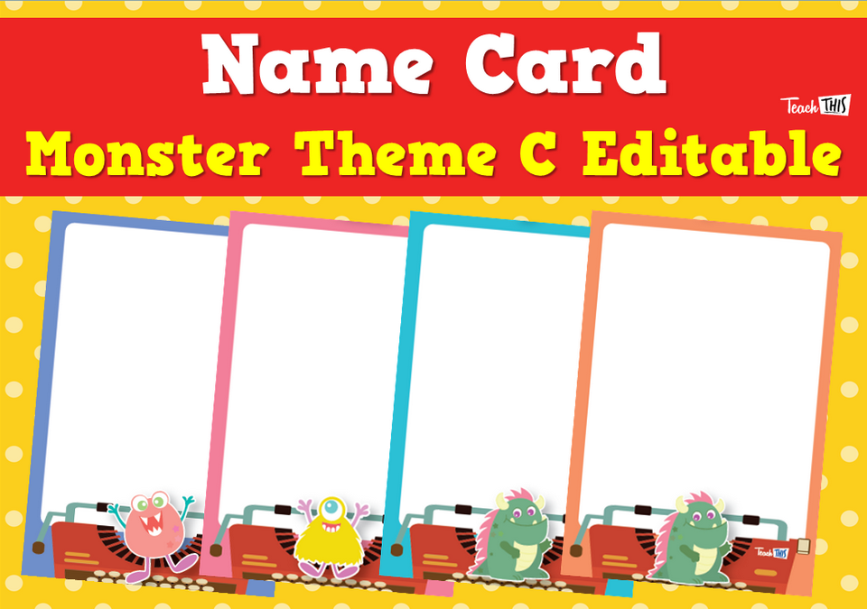 Name Card - Monster Theme C Editable :: Teacher Resources and Classroom ...