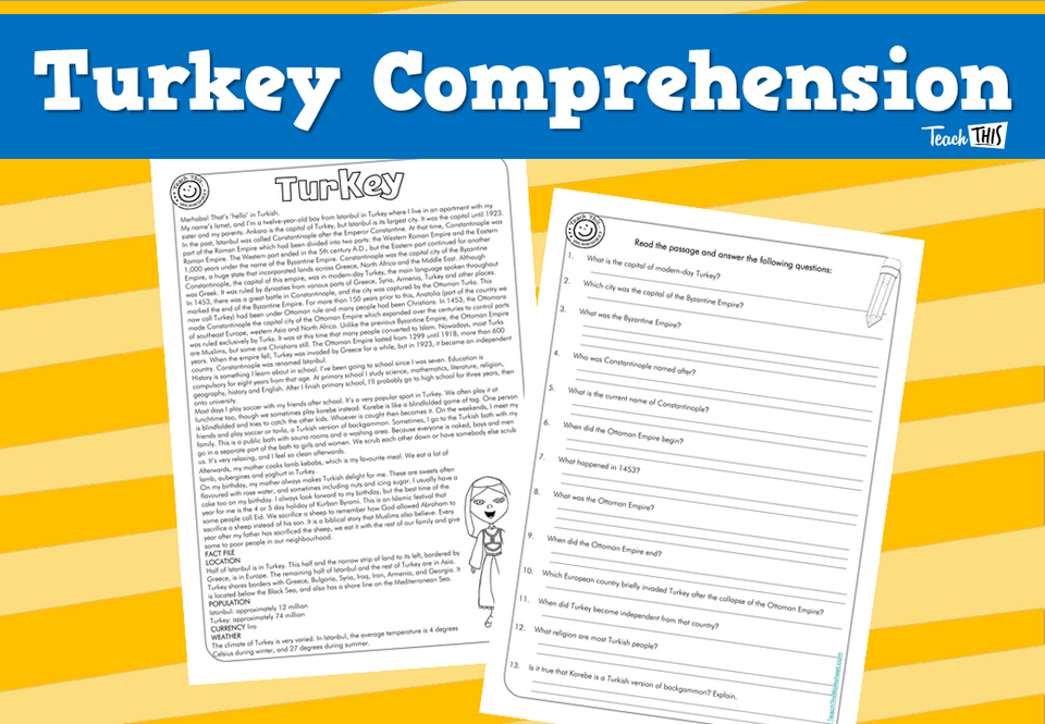Turkey Comprehension :: Teacher Resources and Classroom Games :: Teach This