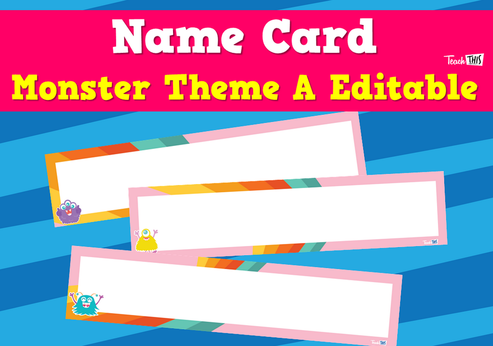 Name Card - Monster Theme A Editable :: Teacher Resources and Classroom ...
