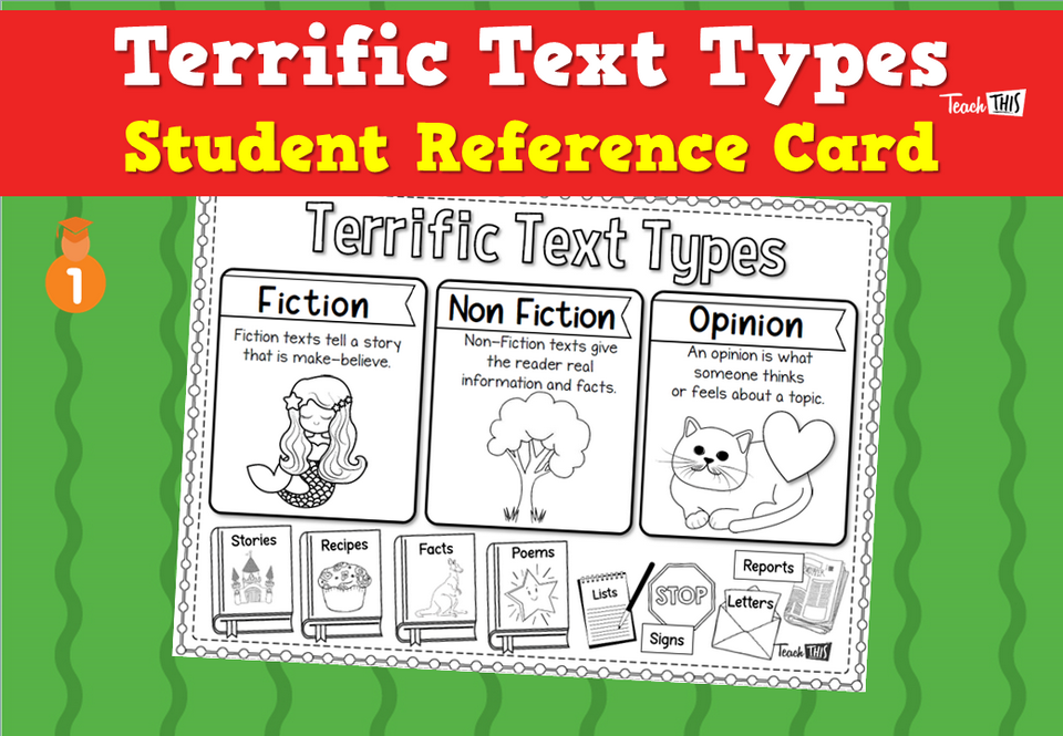 Terrific Text Types – Student Reference Card :: Teacher Resources and ...