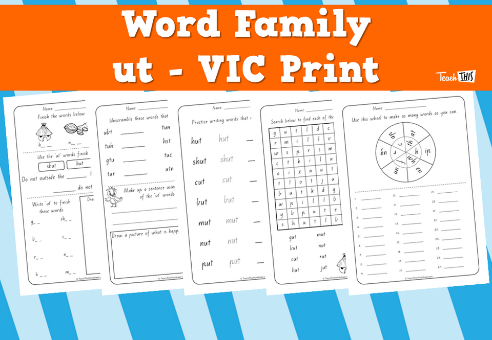 Word Family - ut - VIC Print :: Teacher Resources and Classroom Games ...